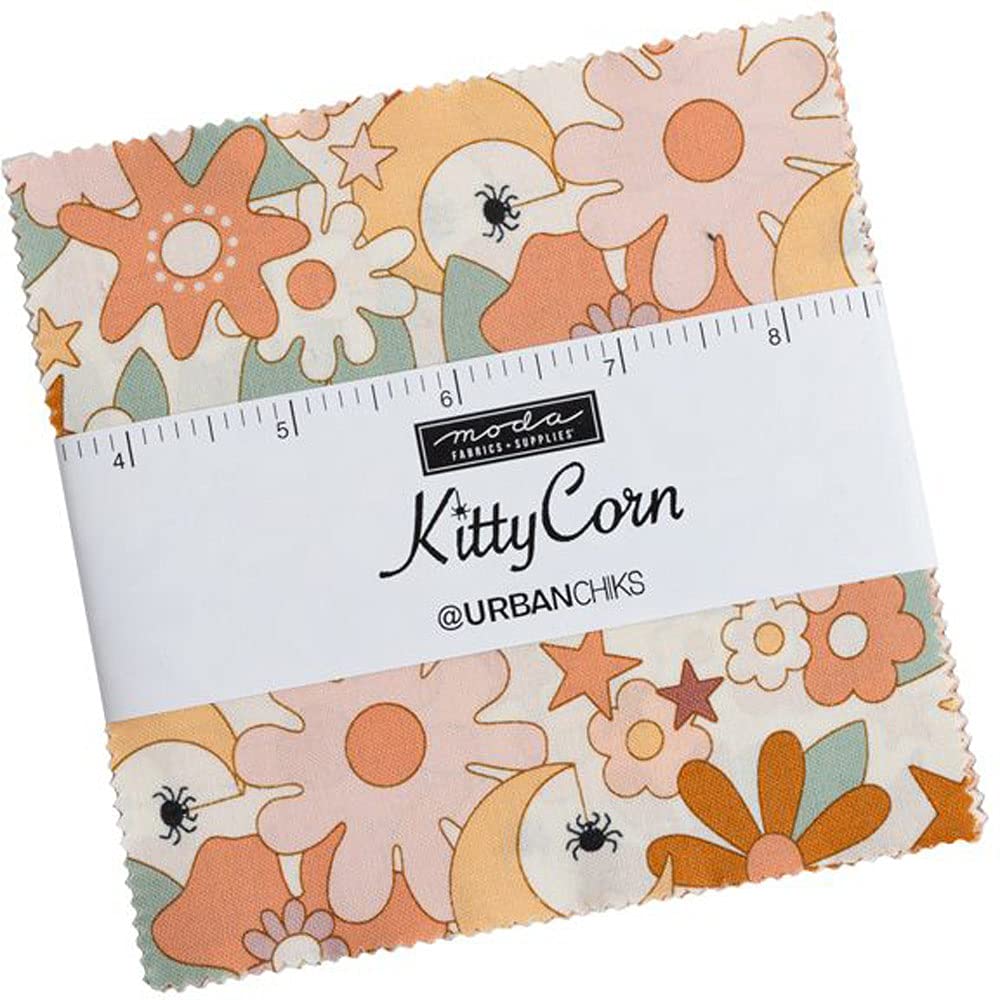Moda Fabrics Kitty Corn Charm Pack by Urban Chiks; 42-5 Inch Precut Fabric Quilt Squares, Assorted Color, 31170PP