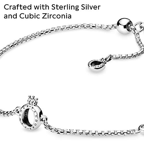 Pandora Jewelry Sparkling Crown O Cubic Zirconia Bracelet in Sterling Silver, 7.9"