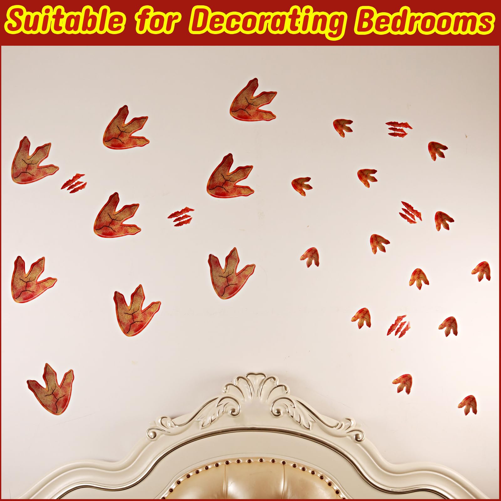 QUXOZHLU 80 Pieces Dinosaur Decor Footprints Dinosaur Party Decorations Dinosaur Wall Decals Peel and Stick Dinosaur Wall Stickers Floor Decals Dinosaur Room Decor for Boys,Baby,Bedroom,Nursery