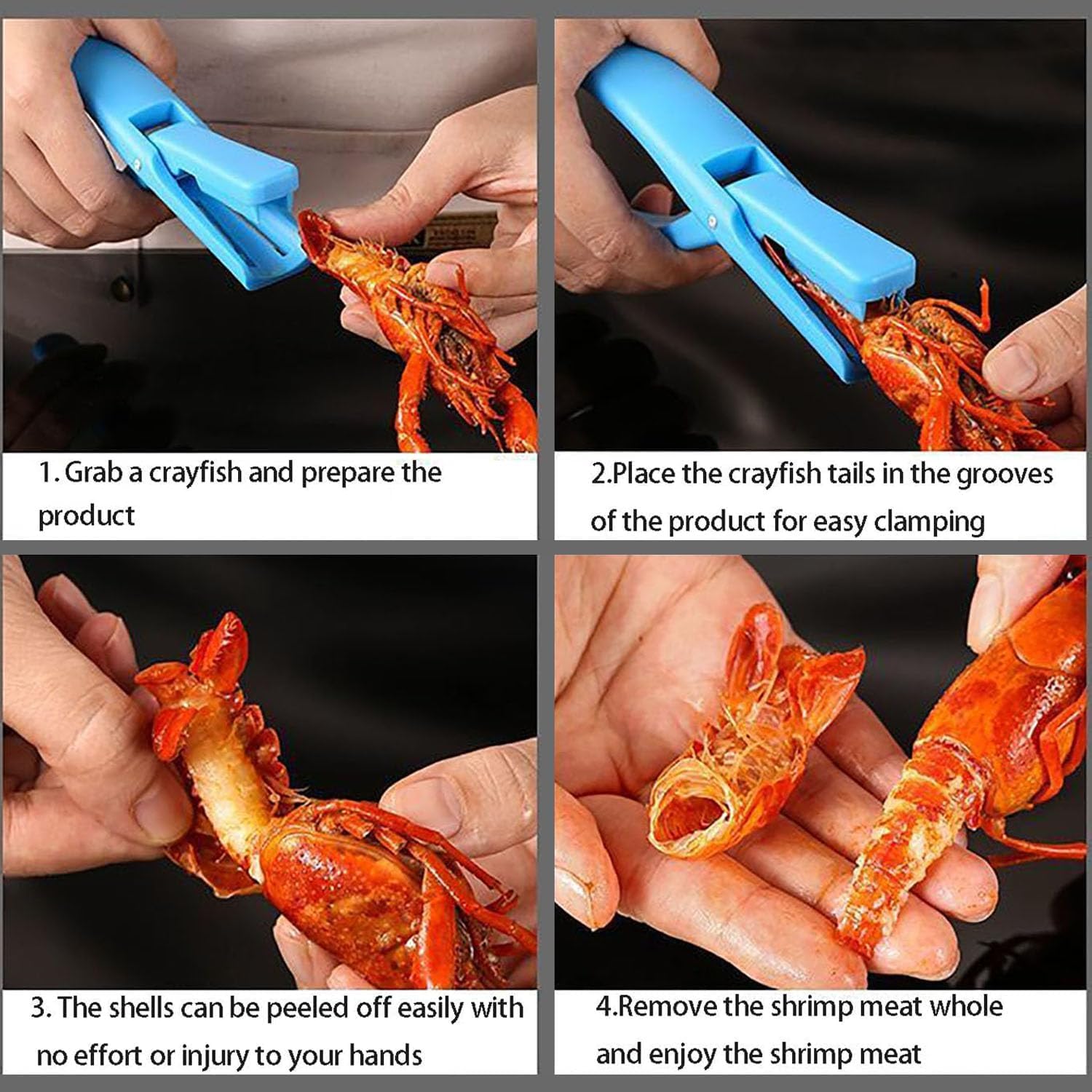WESUN Crawfish Peeler, Crawfish Shucker, Crawfish Sheller Tool for Peeling Cooked Shrimp Tails, Universal Crayfish Shelling Device, Household Restaurant Easily Remove (Red), Suitable, SP011