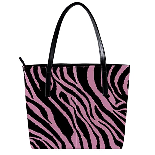 Women's Large Size Canvas Shoulder Bag Hobo Crossbody Handbag Casual Tote, zebra stripe pink