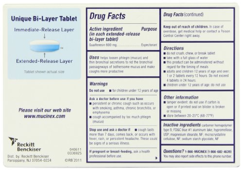 Mucinex 12-Hour Chest Congestion Expectorant Tablets, 60 Count