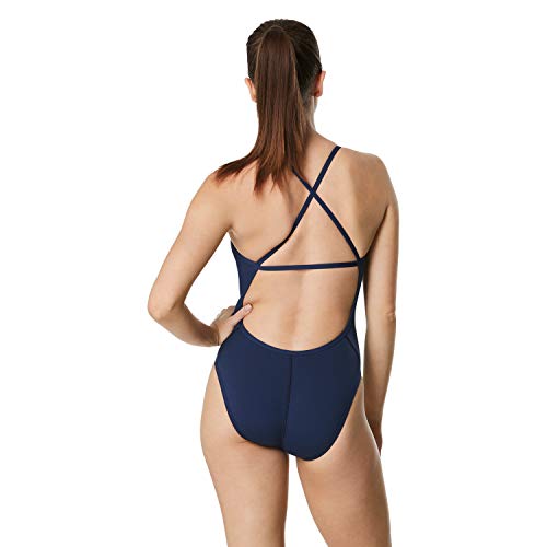 Speedo Women's Swimsuit One Piece Endurance+ Cross Back Solid Adult Team Colors, Navy, 26