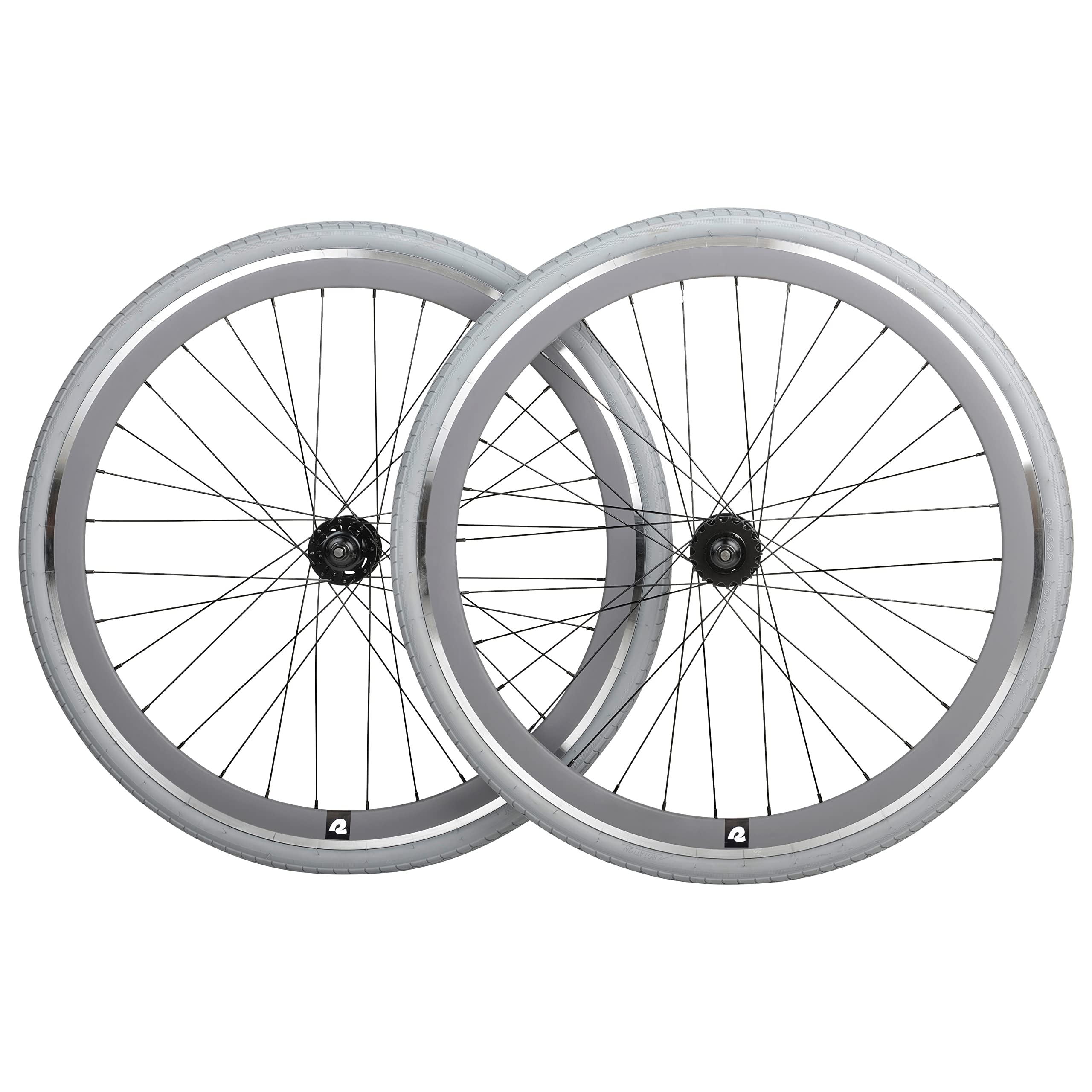 Retrospec Harper Plus Single Speed Wheelset - Lightweight 700 x 32c Commuter Tires - Stainless Steel Spokes & Rear Flip-Flop Hubs - Fixie Wheel Set with Double Wall Rims - Stone