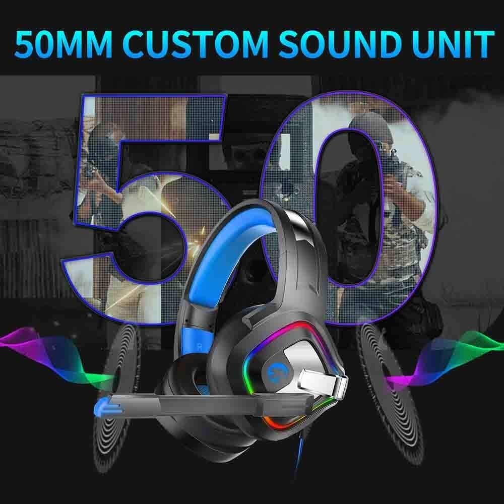 Raxinbang Headset Noise Canceling for PS4 Gaming Headset, 360 ° Pickup Microphone,Over-Ear Gaming Headphones,LED Light ,Noise Cancellation Over Ear , for Xbox One PC Laptop Tablet Mac Smart Phone