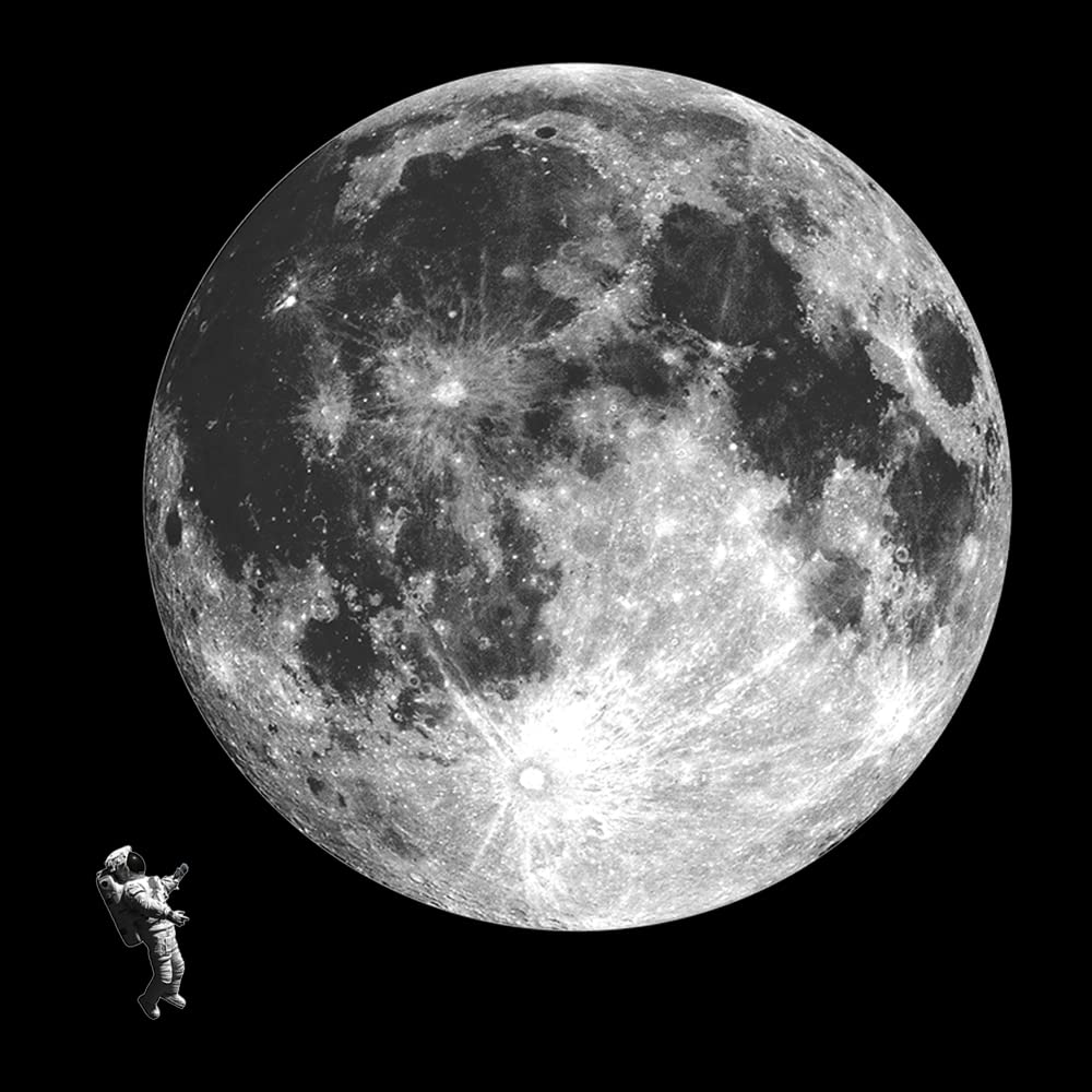 Wonder Space Outer Space Jumbo Moon Wall Decals - Large Peel and Stick Boys Nursery Room Wall Stickers - Universe Galaxy Spacecraft Spaceship Explorer Astronaut Stars Meteors Meteorites Satellite