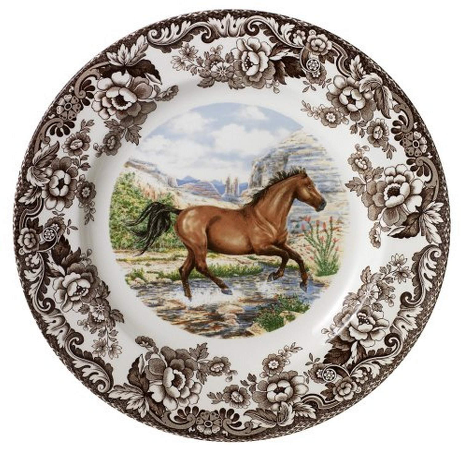 Spode Woodland Dinner Plate, Horse | 10.5 Inch | Hunting Cabin, Lodge, and Cottage DƩcor | Made in England from Fine Earthenware | Microwave and Dishwasher Safe (American Quarter Horse)