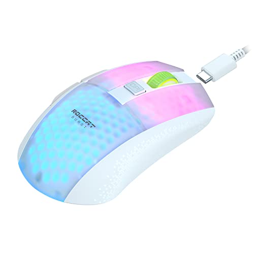 ROCCAT Burst Pro Air Lightweight Symmetrical Optical Wireless RGB Gaming Mouse with 19K DPI Optical Owl-Eye Sensor, Optical Switches, Titan Wheel, 81-Gram Weight β White