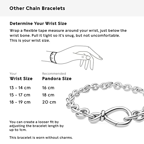 Pandora Jewelry Chunky Infinity Knot Chain Bracelet for Women - Sterling Silver - 7.9"