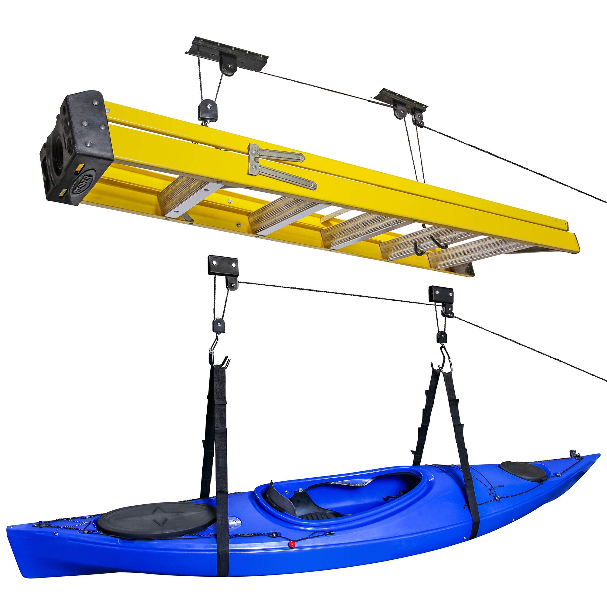 RaxGo Kayak Wall Hanger, Heavy Duty Wall Mounted Kayak Storage Rack Hooks for Kayak’s & Canoe’s, Indoor, Outdoor, Garage, Adjustable Length
