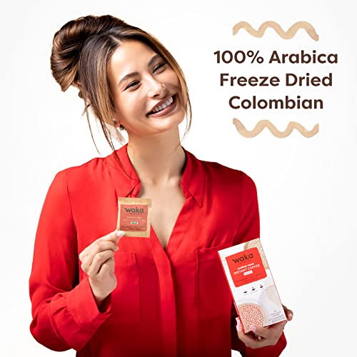 Waka Quality Instant Coffee β Decaffeinated Medium Roast β Arabica Beans & Freeze Dried β 8 Packets for Hot or Iced Premium Instant Coffee