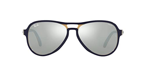 Ray-Ban Men's Rb4355 Vagabond Evolve Polarized Aviator Sunglasses, Blue Creamy Light Blue/Photochromic Grey Mirrored Grey, 58 mm