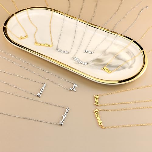 SANNYRA Mia Name Necklace Personalized 18K Real Gold Plated Customized Nameplate Necklace Jewelry Gifts for Women