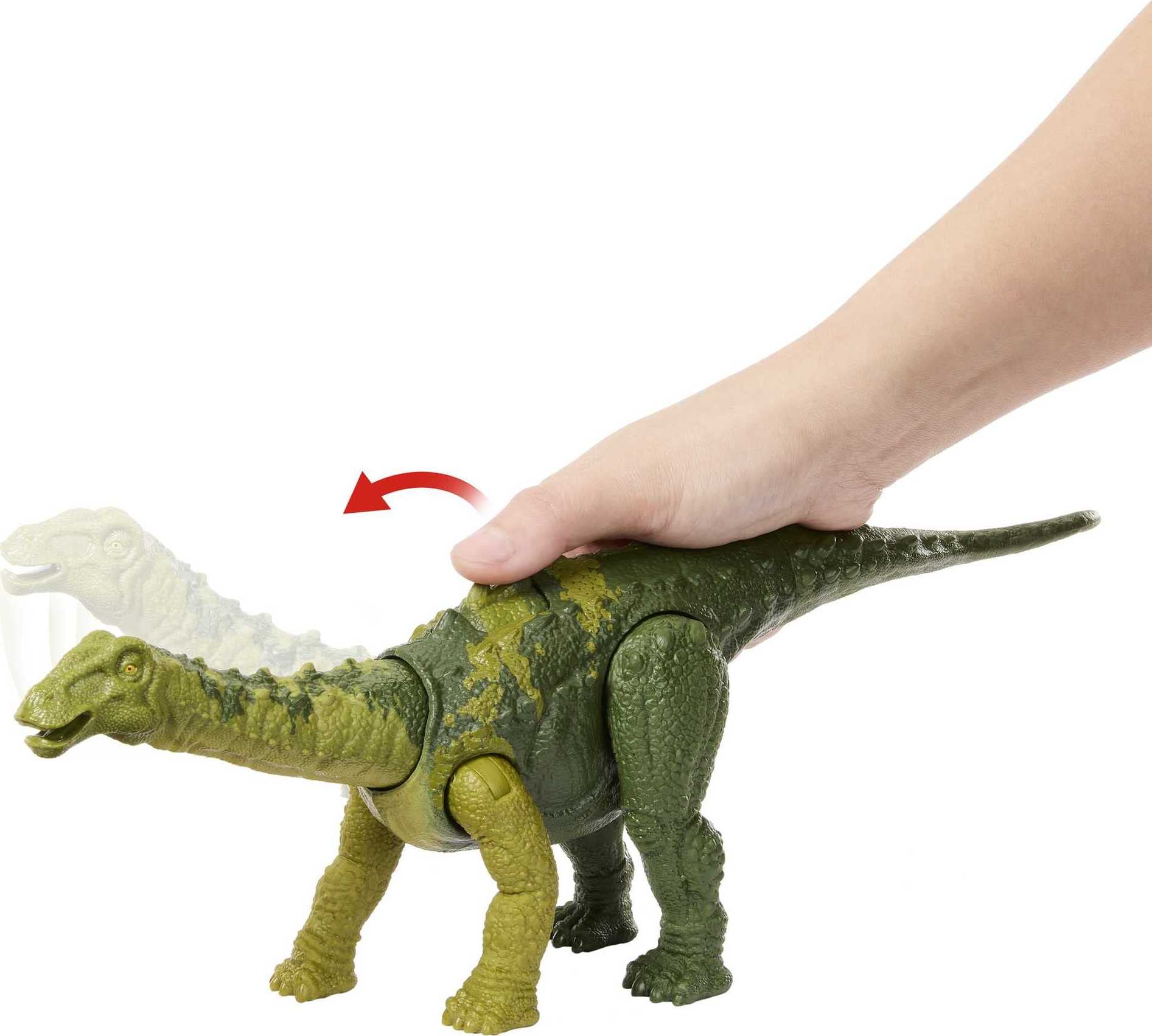 Mattel Jurassic World Wild Roar Dinosaur Toy with Sound & Attack Move, Nigersaurus Posable Action Figure, 11 inches Long