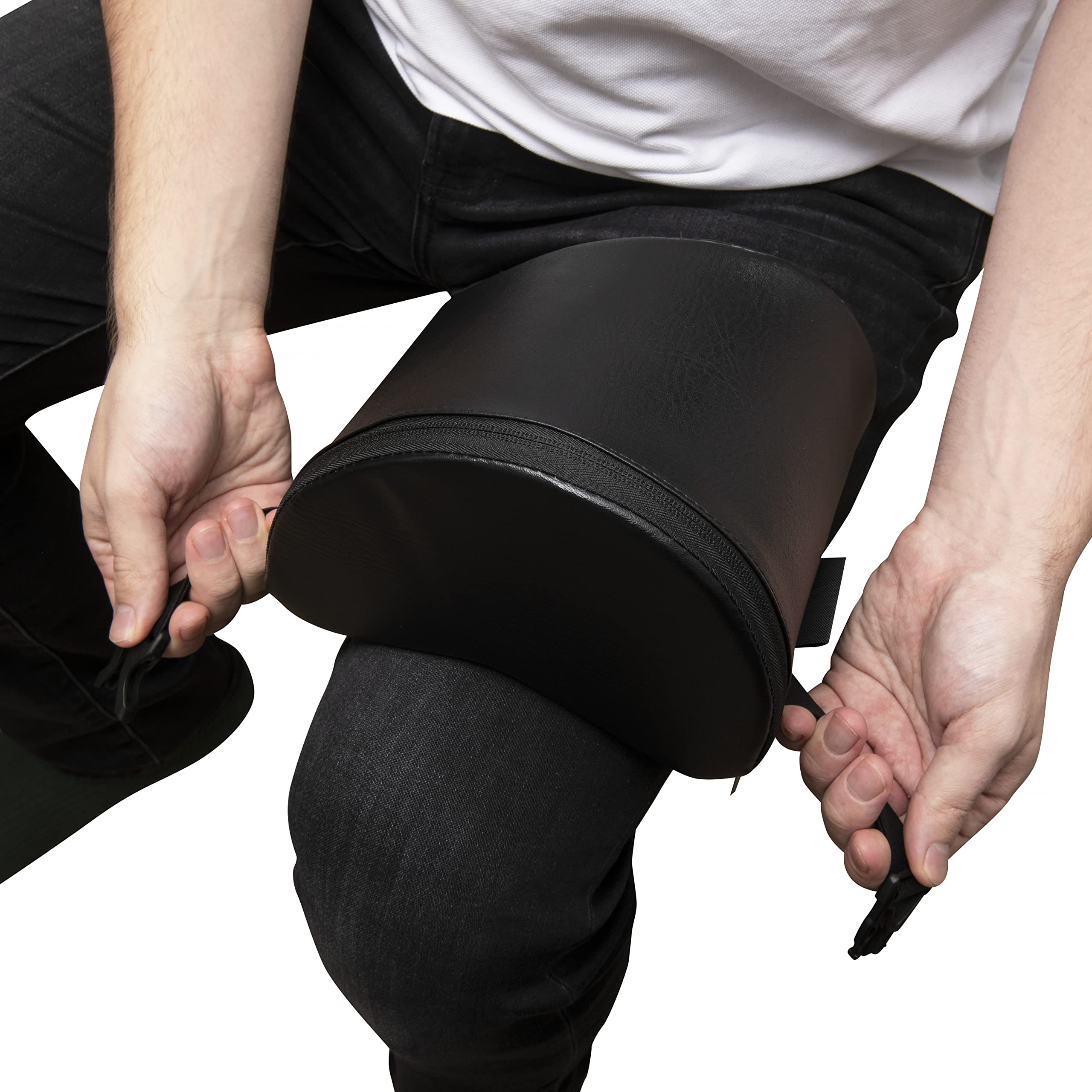 PODOKO Portable Thigh Guitar Cushion Upgraded with Adjustable Straps-Soft Leg Pad for Guitarist May Replace Footstool - Assist to Sit and Play Comfortably - Complete with Pick and Pick Holder