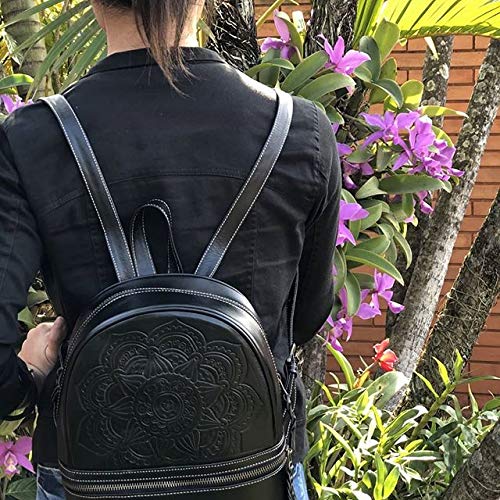 Santiago Sebastian Leathers Womens Crossbody Backpack Purse, Leather, Shoulder bag, Casual, Satchel, Handtooled, Embossed, Red