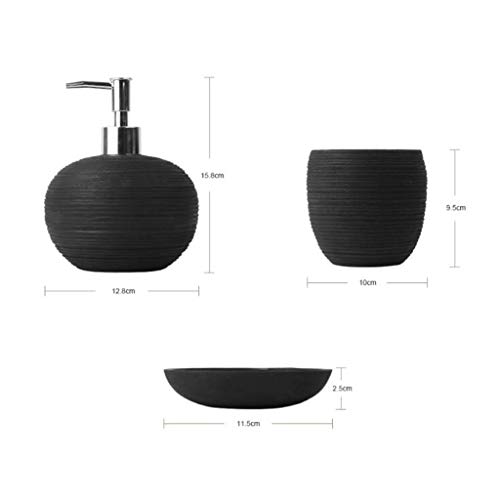 Soap Dispenser Bathroom Accessories Set, 4 Pieces Resin Bath Ensemble White Brushed Sphere Soap Dispenser Pump,Tumbler, Soap Dish Bathroom Soap Dispenser (Color : 4 Piece Set+Tray) (4 Piece Set b)