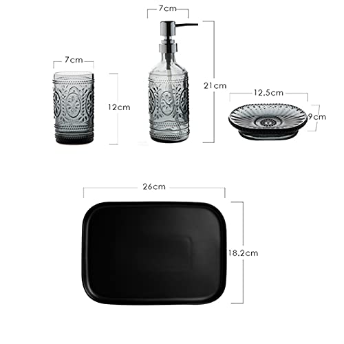 Soap Dispenser Glass 5-Piece Soap Dispenser Set, Modern Kitchen Bathroom Hotel Accessories, with Tray, for Bathroom Kitchen Home Bathroom Soap Dispenser