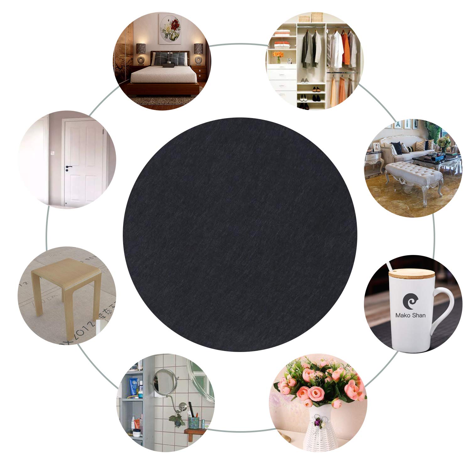 Perzodo 6 Pieces Black Adhesive Back Sheets - 8.3 by 11.8" (A4 Size) Adhesive Back Felt Sheets for Art Crafts Making, Jewelry Box and House Adorning