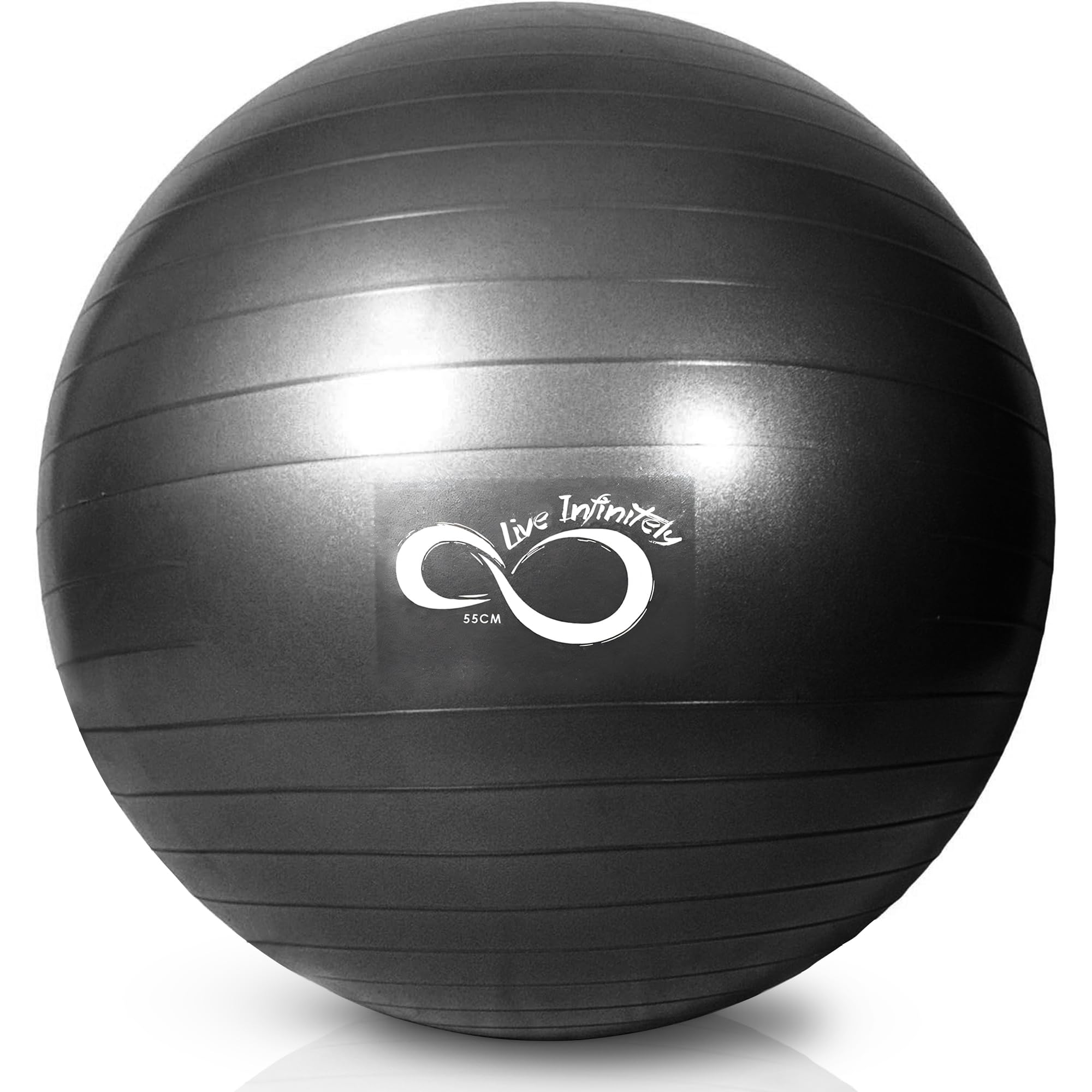 Live Infinitely Exercise Ball (55cm-95cm) Extra Thick Professional Grade Balance & Stability Ball- Anti Burst Tested Supports 2200lbs- Includes Hand Pump & Workout Guide Access