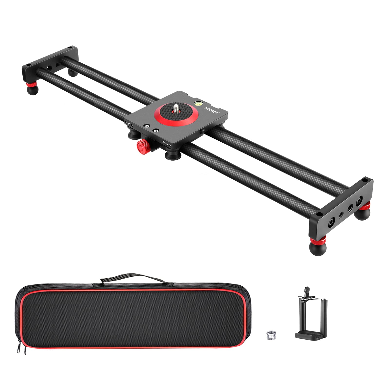 Neewer Camera Slider Carbon Fiber Dolly Rail, 19.7 inches/50 Centimeters with 4 Bearings for Smartphone Nikon Canon Sony Camera 12lbs Loading