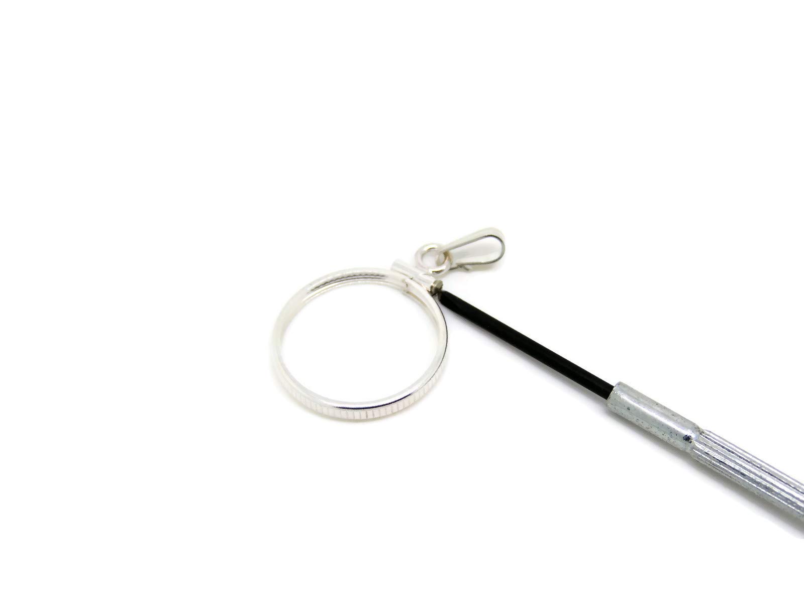 Solid Sterling Silver Coin Holder Bezel Charm Pendant (Silver Dollar, )Plated with rhodium for enhanced durability, shine, and tarnish resistance. Pendant Bezel, Charm Pendant, Necklace Bezel