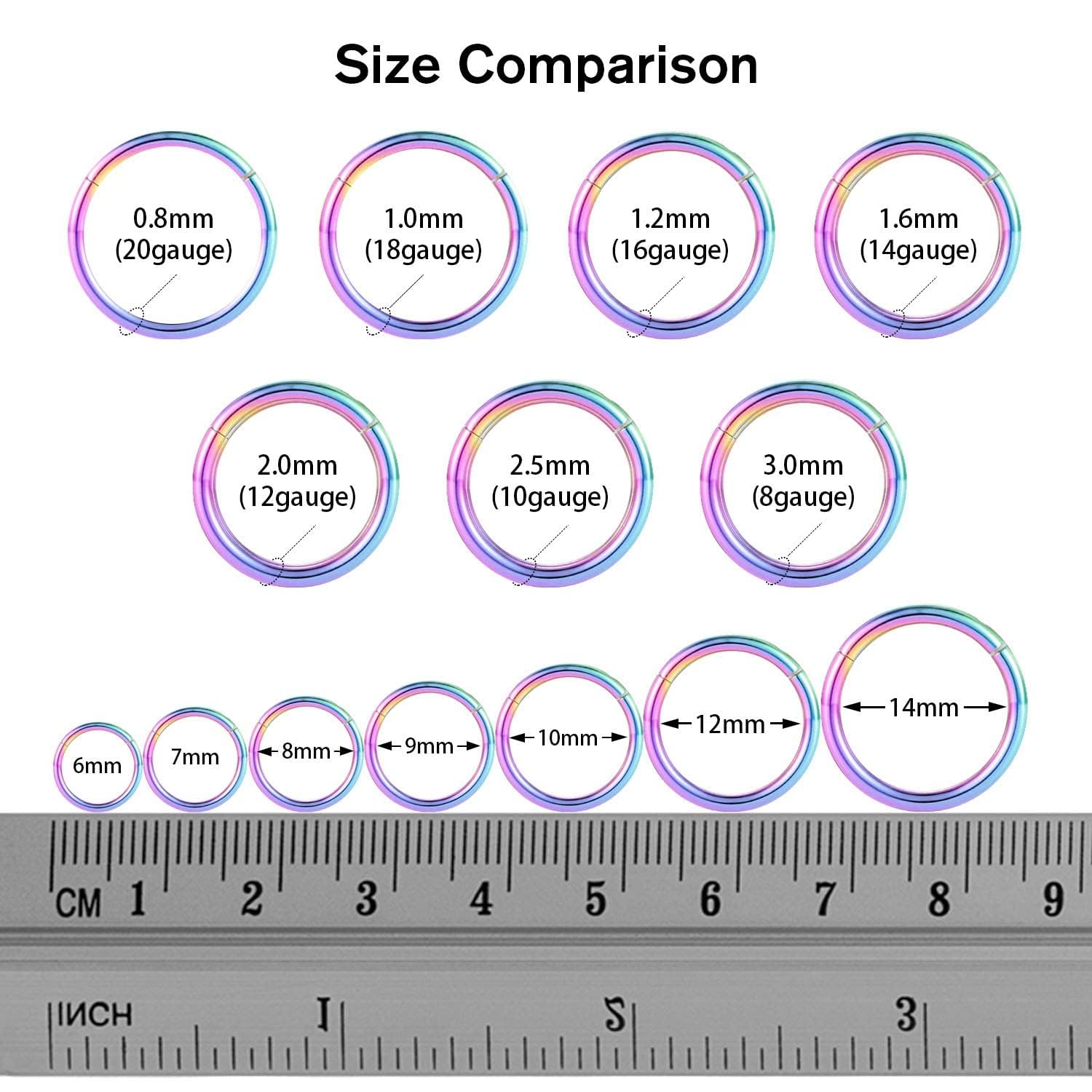 PEAKLINK G23 Titanium 16G Hinged Segment Clicker Nose Ring Hoop Cartilage Earrings Body Piercing 8mm Helix Counch Jewelry