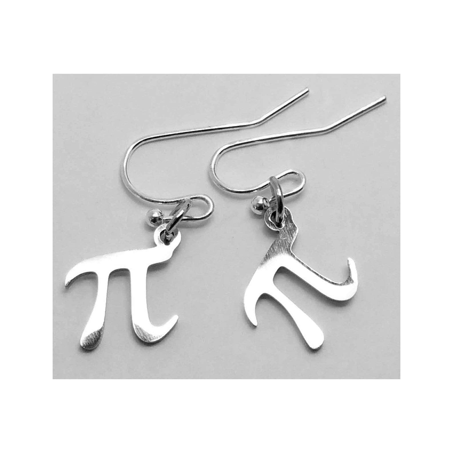Stainless Steel Pi Drop Earrings [Math Nerd/Geek Style]
