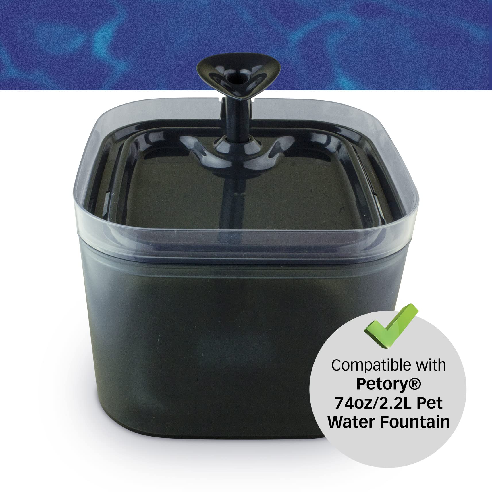 PET STANDARD Replacement Water Filter & 10 Pack Replacement Pre-Filter Sponges Compatible with Petory® 74oz/2.2L Automatic Pet Fountain, Pack of 10