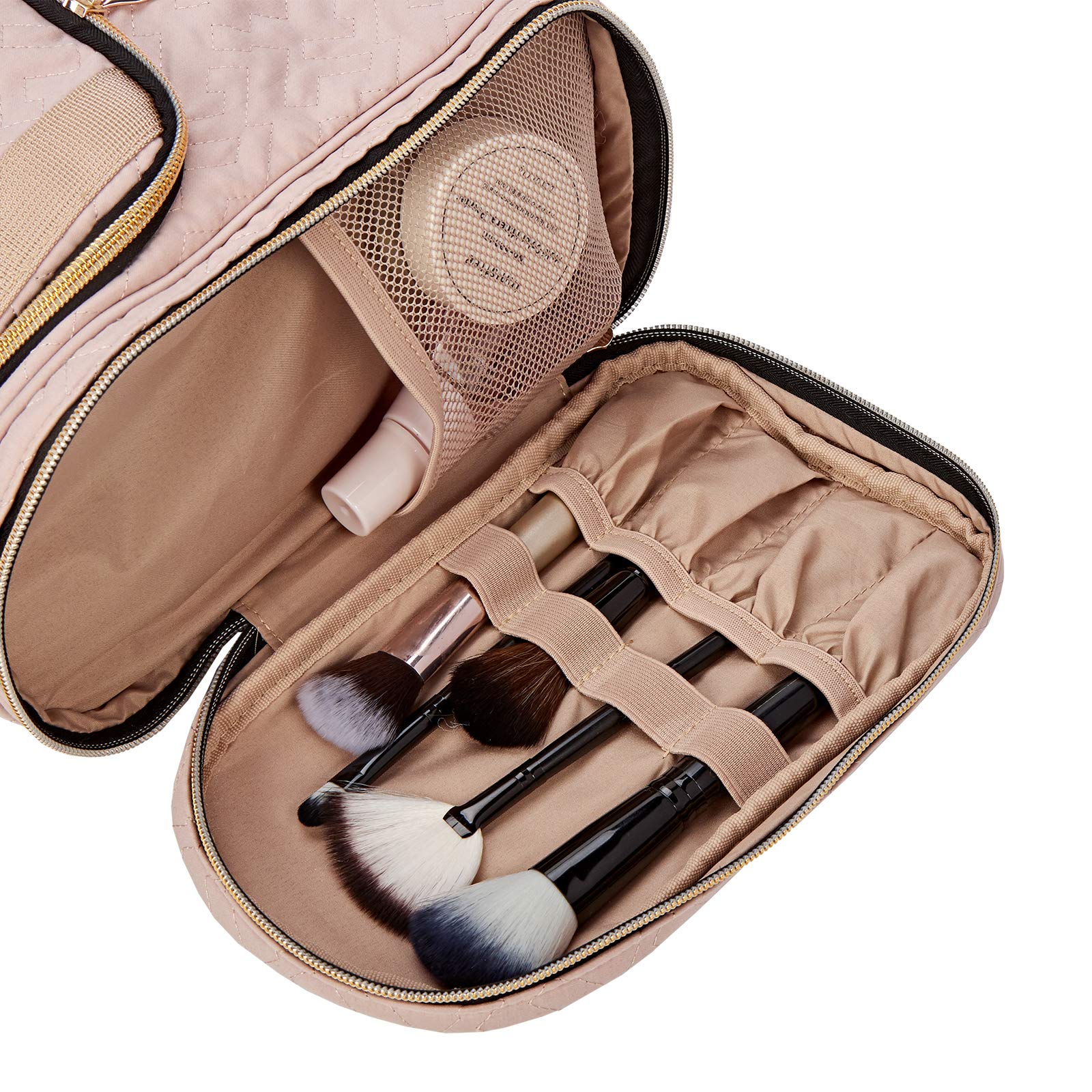 NISHEL Hanging Travel Toiletry Bag Organizer, Shower Dopp Kit, Makeup Cosmetic Case for Bathroom, Pink