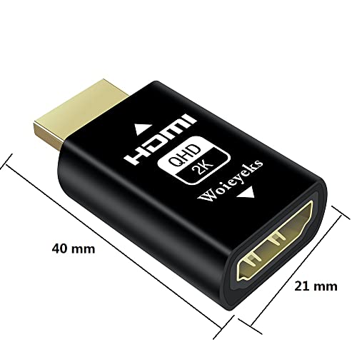 Woieyeks 2K HDMI EDID Emulator Passthrough,Display Emulator Adapter for Thunderbolt(Mini DisplayPort/DisplayPort) to HDMI KVM Switch/Extender/AV Receiver/Video Splitters Support 1080@60HZ (2 Pack)