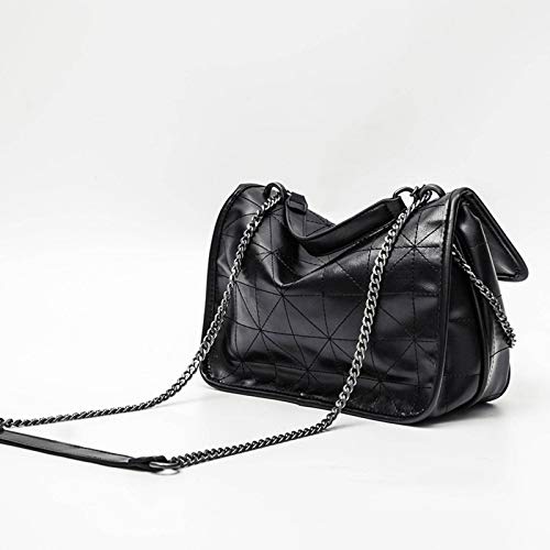 ZSQZJJ Women's Shoulder Bag Black Soft Shoulder Messenger Bag Chain Wandering Women's Bag