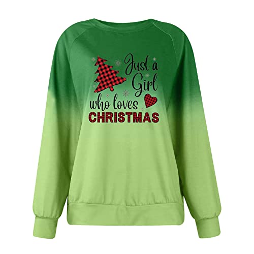 Swrowesi Sweatshirt for Womens Cute Elk Print Loose Top Christmas Casual Plus Size Sweater O Neck Long Sleeve Pullover
