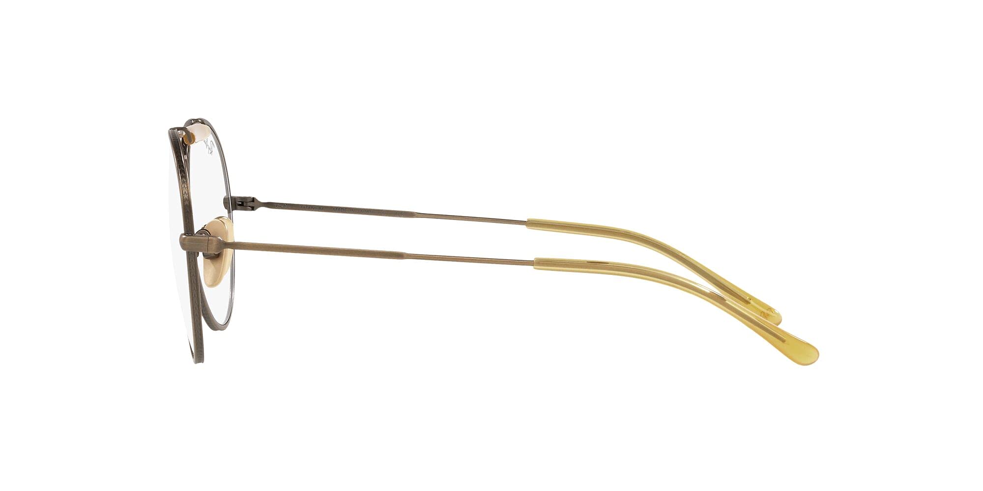 Ray-Ban RX8063V Titanium Aviator Prescription Eyewear Frames, Demi Gloss Antique Gold/Demo Lens, 55 mm