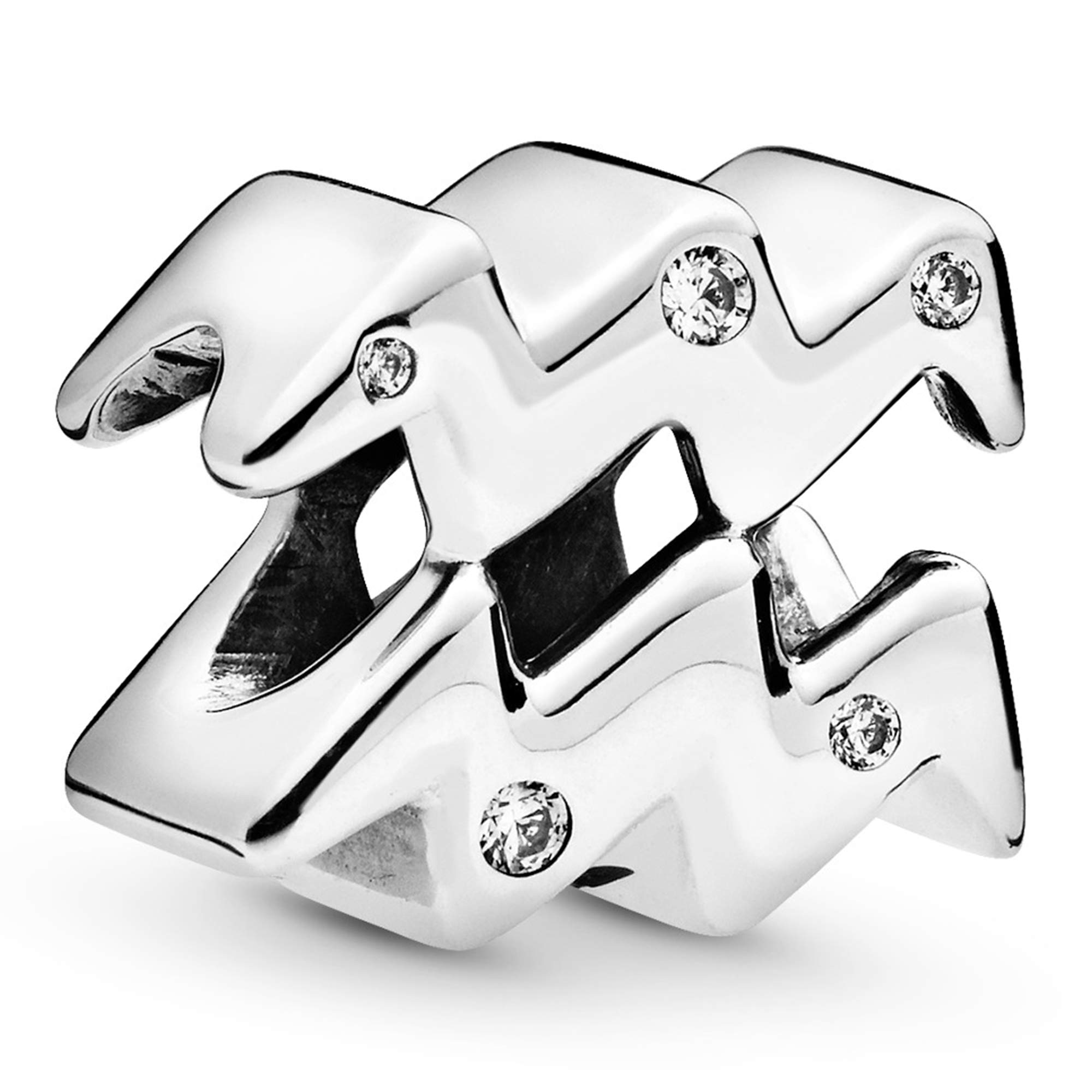 Pandora Sparkling Aquarius Zodiac Charm - Compatible Moments Bracelets - Jewelry for Women - Gift for Women in Your Life - Made with Sterling Silver & Cubic Zirconia, No Gift Box