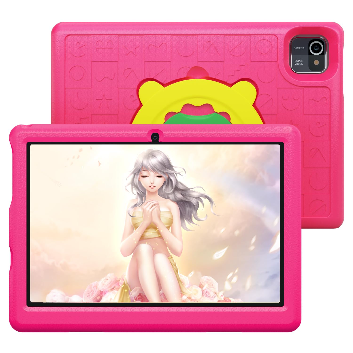 Okaysea Tablet for Kids Android 12 Kids Tablet with 2GB RAM, 32 GB ROM, Dual Camera, Bluetooth, 5000mAh Battery (Pink)