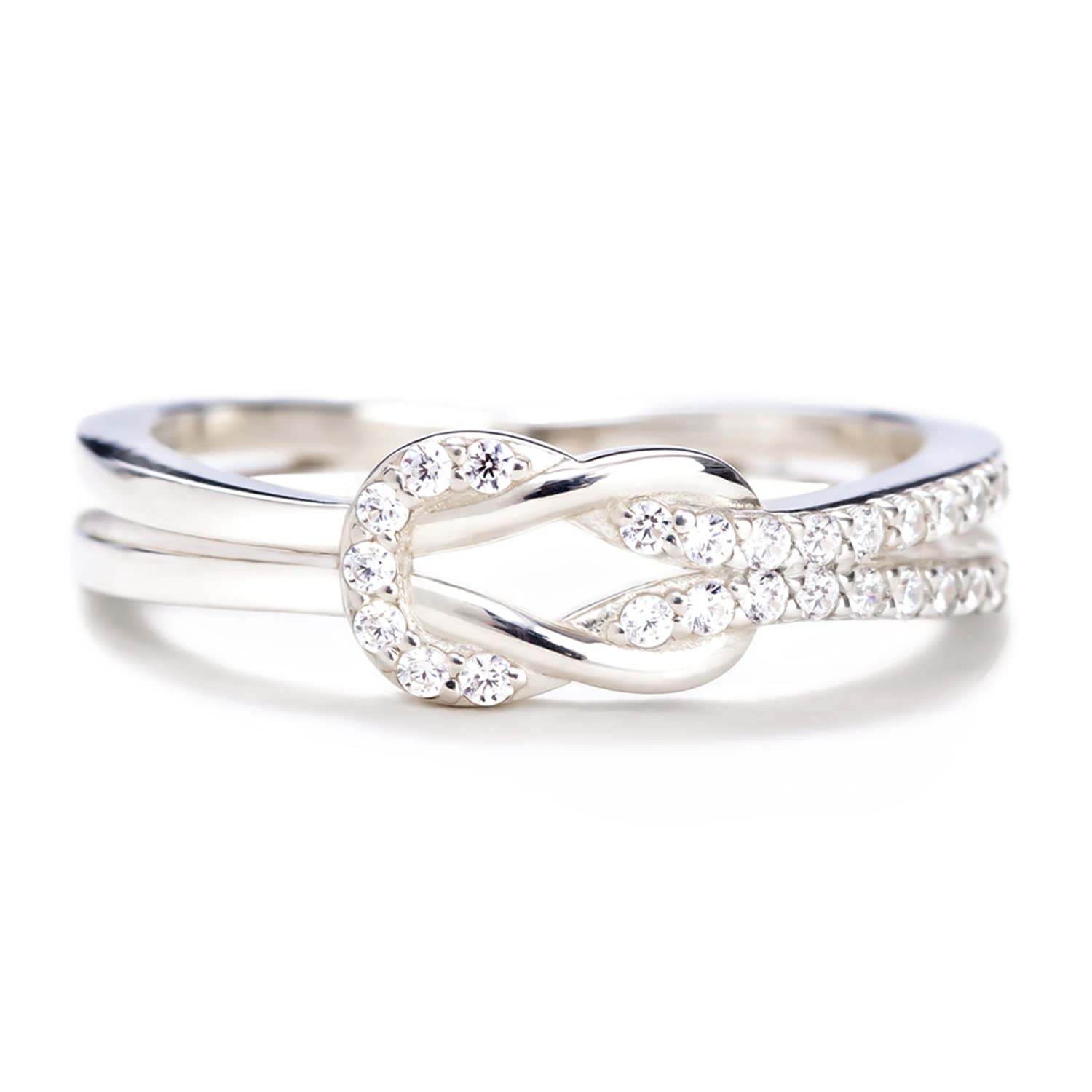 Story Jewellery Promise Rings for Women, Sterling Silver Cubic Zirconia Infinity Knot Wedding Engagement Statement Rings, Birthday Christmas Valentineās Day Gifts for Women (US Size 07)