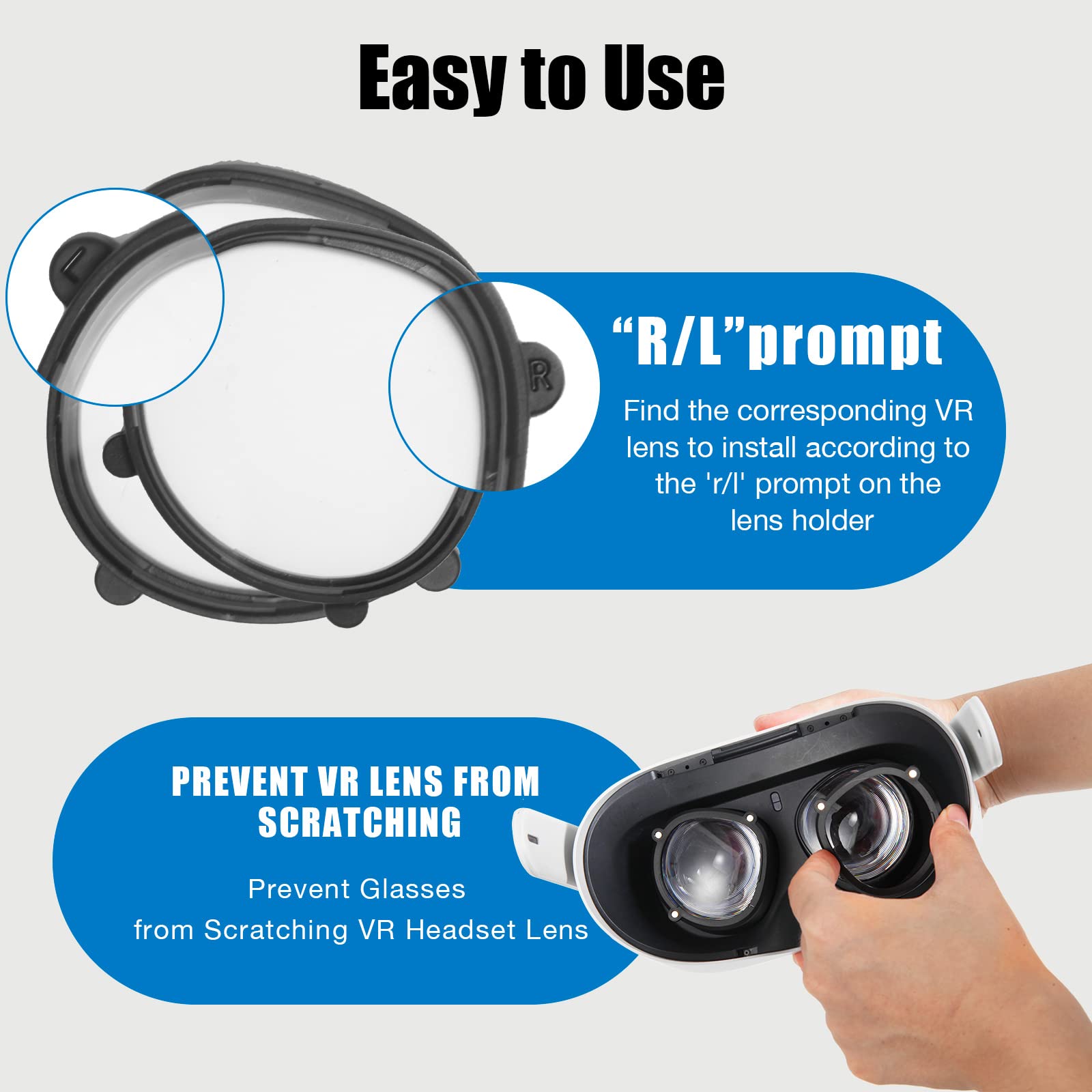 VR Anti-Blue Light Glasses Suitable for Oculus Quest 2 ,VR Accessories with Magnetic Frame and Blue Light-Blocking Lenses,Support The Replacement of Lenses to Suit Your Myopia(Black)