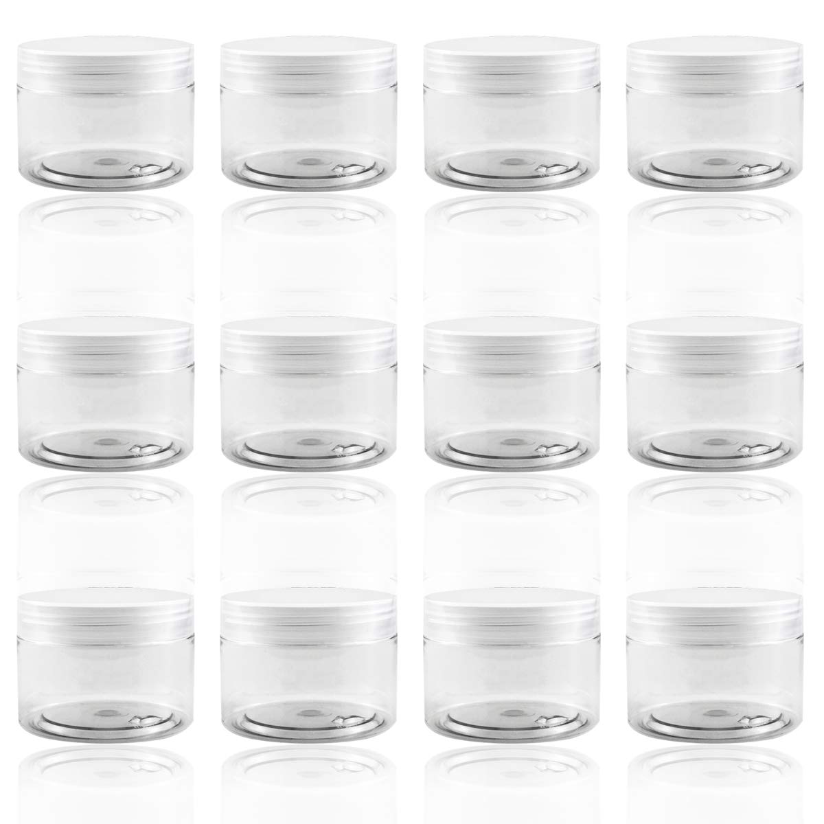 Pralb 18Pack 4oz(120ml) Clear Storage Favor Jars Clear Empty Wide-Mouth Plastic containers with Clear lids Travel Containers Jars Pots for Toiletry Makeup Cream Liquid DIY Slime Making