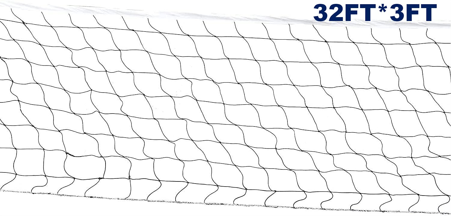 PetierWeit Volleyball Net with Steel Cable Rope Standard Size (32 FT x 3 FT) for Indoor and Outdoor Sports Backyard Beach Sand Pool