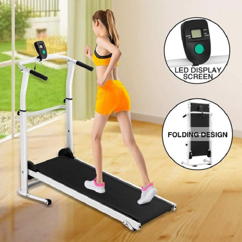 OKBOP Folding Manual Treadmills for Home, Portable Foldable Compact Under Desk Mini Running Machine with Incline and LED Display for Small Space Walking Exercise Fitness (Black)