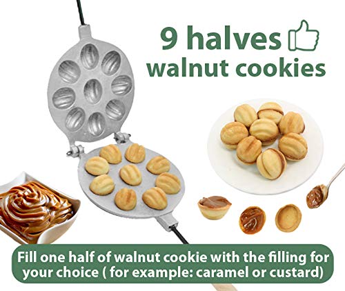 Walnut Cookie Mold (Oreshek) Maker 9 Halves Nuts Big Oreshki Russian Soviet Cookies Pastry