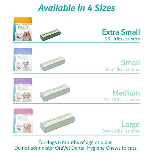 ORAVET Dental Chews for Dogs, Oral Care and Hygiene Chews (Extra Small Dogs, 3.5-9 lbs.) Yellow Pouch, 14 Count