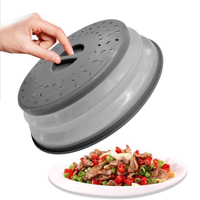 Wamba Vented Collapsible Microwave Splatter Proof Food Plate Cover With Easy Grip Handle Dishwasher-Safe, BPA-Free Silicone & Plastic, 10.5″ Round, (Red) X2