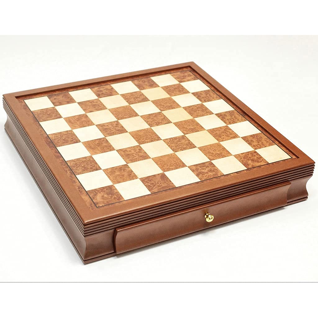 Wooden Chess Box Chess Board Chess Piece Storage Box with Drawer 16 Slot Built-in Storage Compartment for Chess Set Game Chess Set (Large Chess Box)
