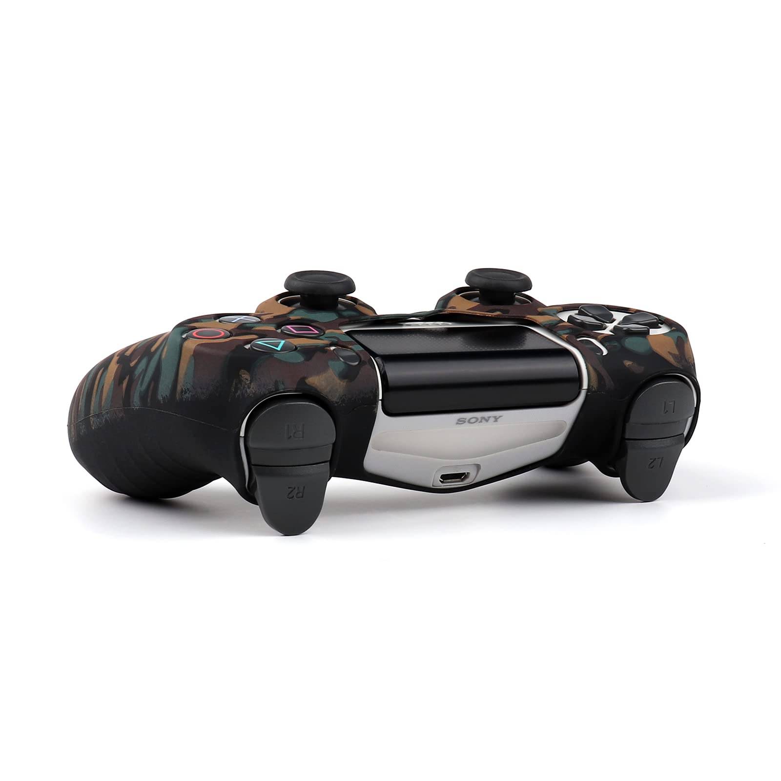 RALAN Anti-Slip Controller Skin for PS4,Silicone Cover Compatible for PS4 /PS4 Slim/PS4 Pro Controller (Black Pro Thumb Grip x 8,Cat + Skull Cap Cover Grip x 2)