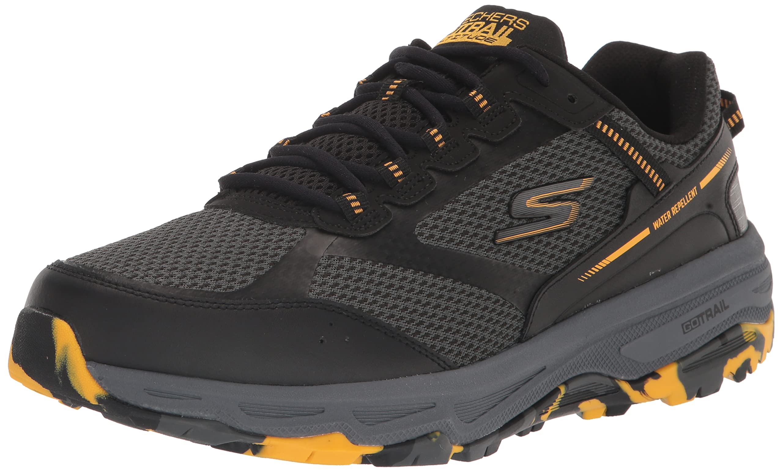 Skechers Men's GOrun Altitude-Trail Running Walking Hiking Shoe with Air Cooled Foam Sneaker, Charcoal/Blue, 10