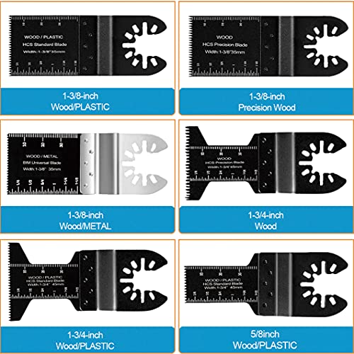 Oscillating Multi tool Saw Blades 21pc Quick Release Tool kit Set for Wood Plastic Soft Metal Cutting Quick Release Saw Blades Compatible with Fein Multimaster Bosch Makita Milwaukee Rockwell Ryobi