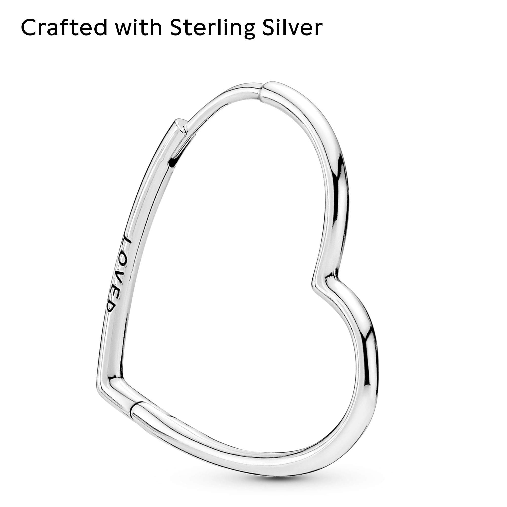 PANDORA Asymmetrical Heart Hoop Earrings - Classic Earrings for Women - Great Gift for Her - Made with Sterling Silver