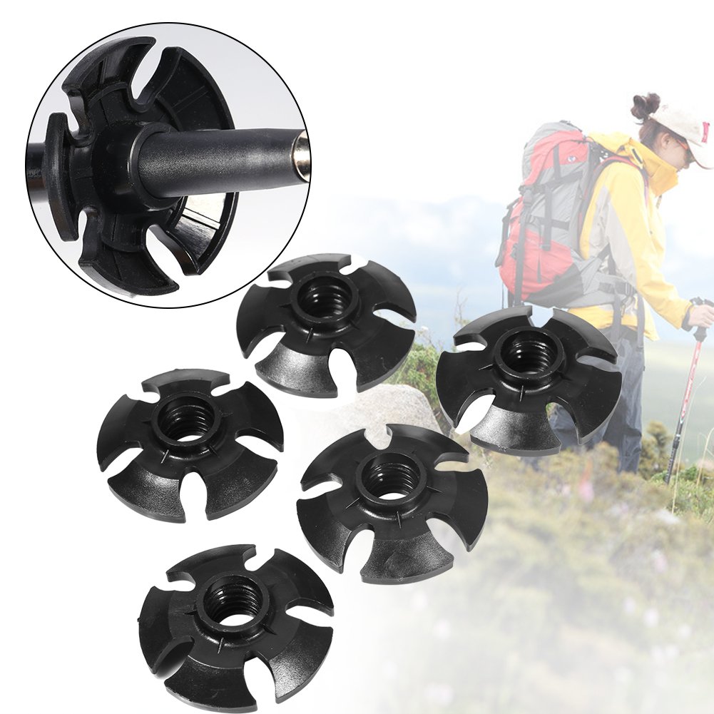 Pack of 5PCS Hiking Pole Basket, Rubber Hiking Walking Stick Cane Accessory Snow Mud Drag Basket Ski Pole Basket